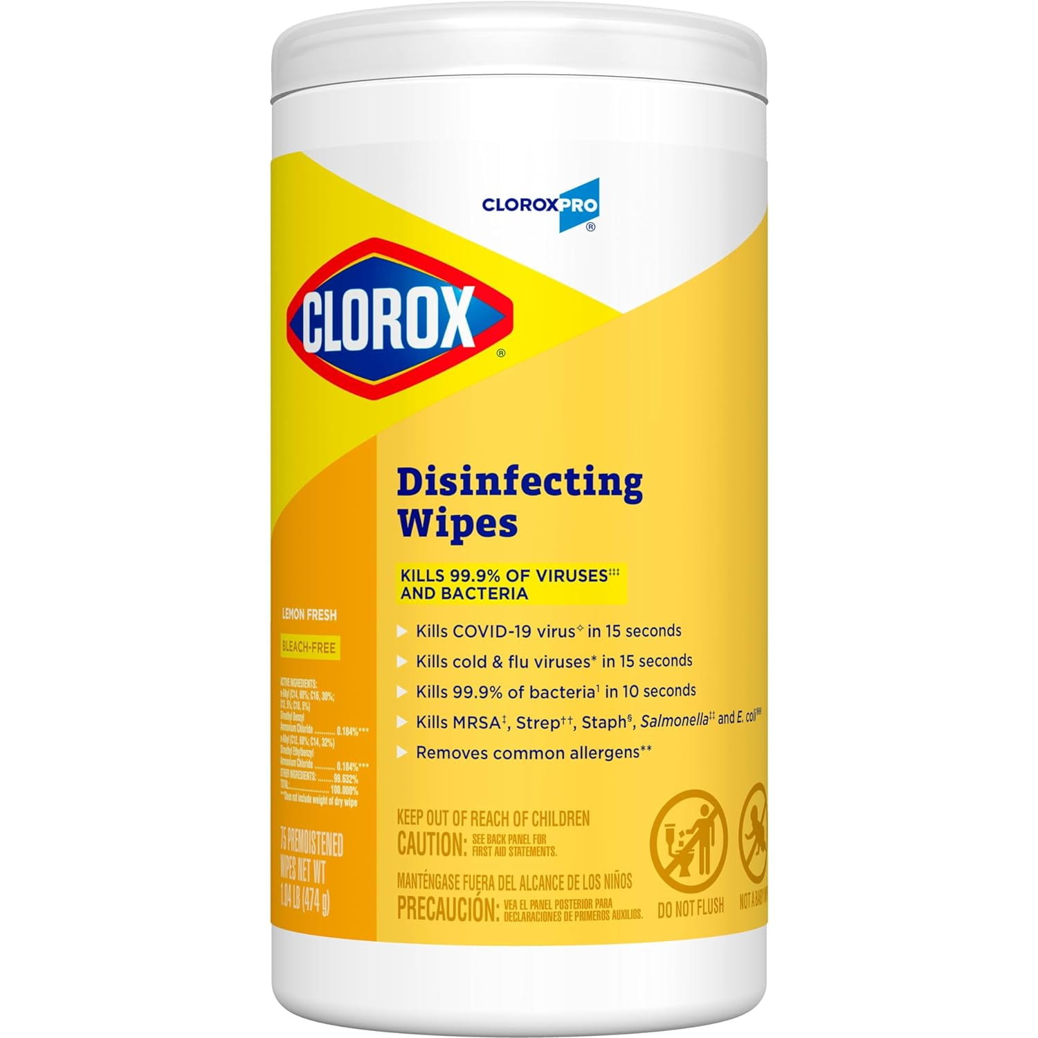 CloroxPro Clorox Disinfecting Wipes, Lemon Fresh, 75 Count (Package May Vary) - Walmart.com