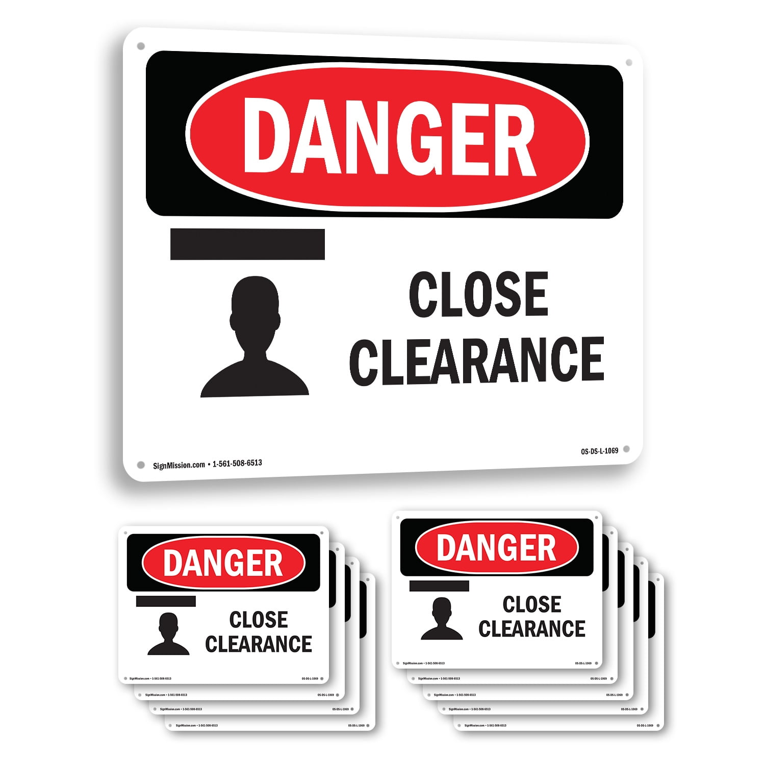 Close Clearance OSHA Danger Rigid Plastic Sign 24 Inch x 18 Inch - 10 ...