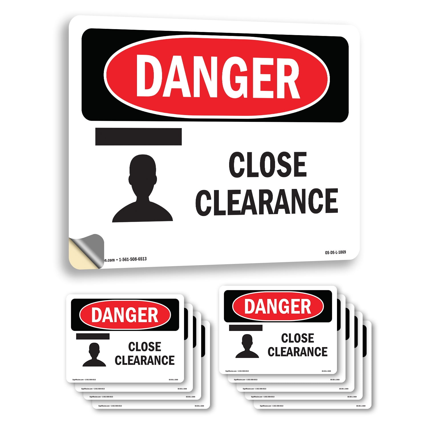 Close Clearance OSHA Danger Vinyl Decal Label 5 Inch x 3.5 Inch - 10 ...