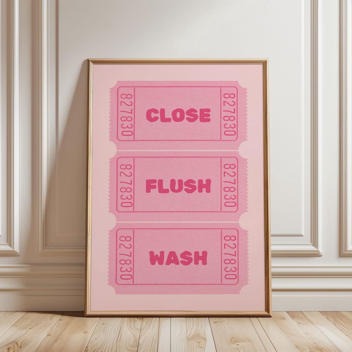 Close Flush Wash Bathroom Tet Rule Poster | Pink Pastel Retro Art ...