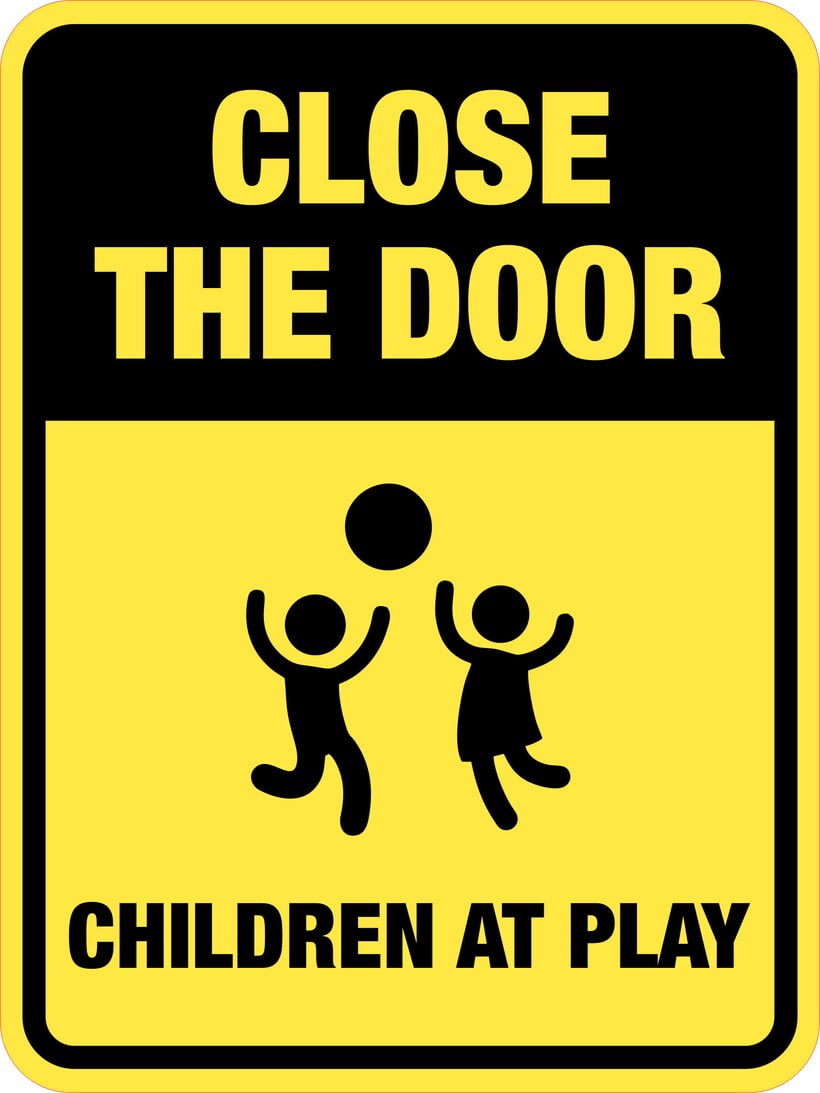 Close The Door Children At Play Wall or Door Sign Children Safety Signs ...