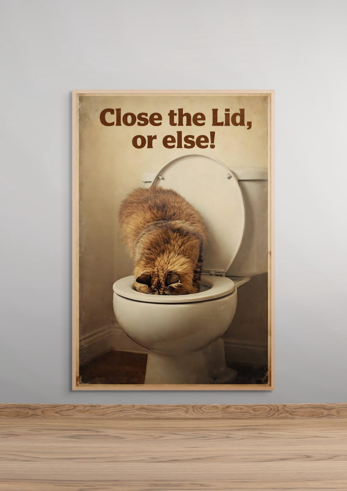 Close The Lid Cat Poster Funny Restroom Bathroom Art Unframed Paper ...