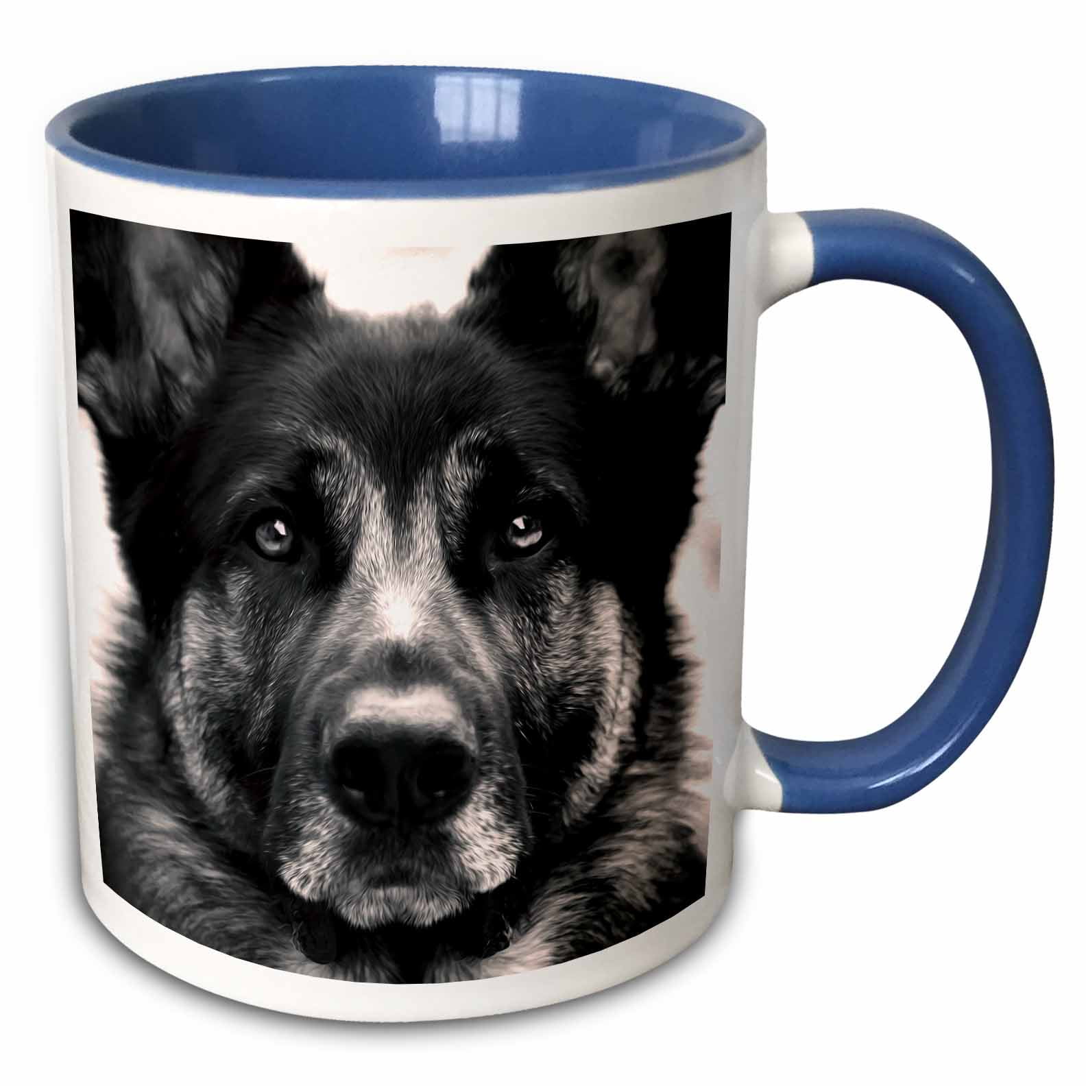 3drose, Close Up Black and White Photograph of a Regal German Shepherd ...
