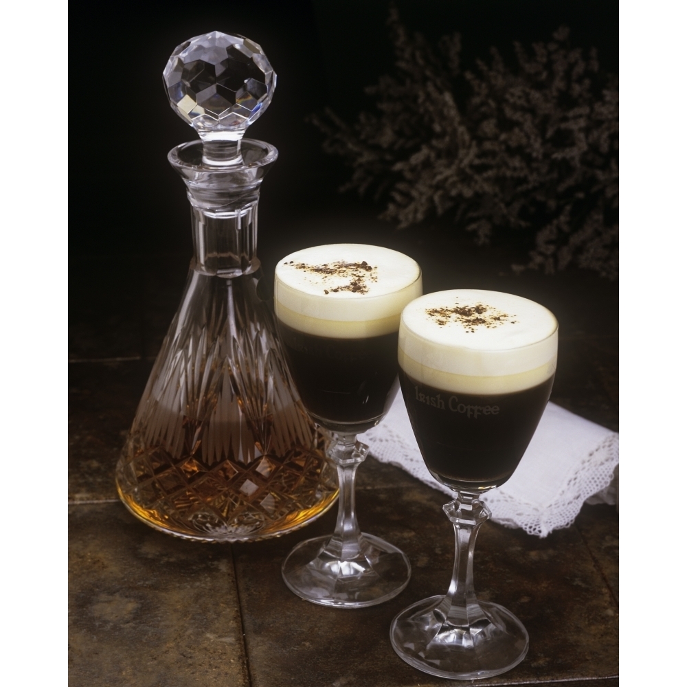 Close-Up Of Glasses Of Coffee Liqueur With A Decanter Of Whiskey by The ...