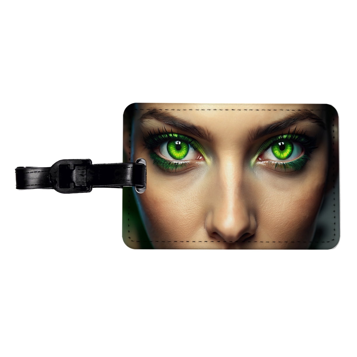 Close-Up Of Green Eyes Faux Leather Travel Luggage Tag - Walmart.com