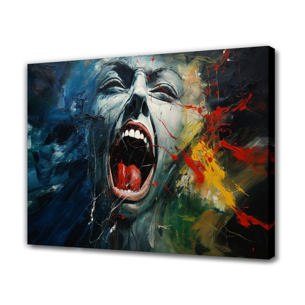 a Close-Up Of a Woman's Face With An Open Mouth Screaming Poster ...