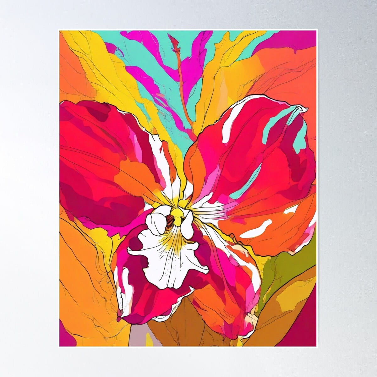 Close Up Orchid Poster Wall Art, Modern Wall Decor For Living Room ...