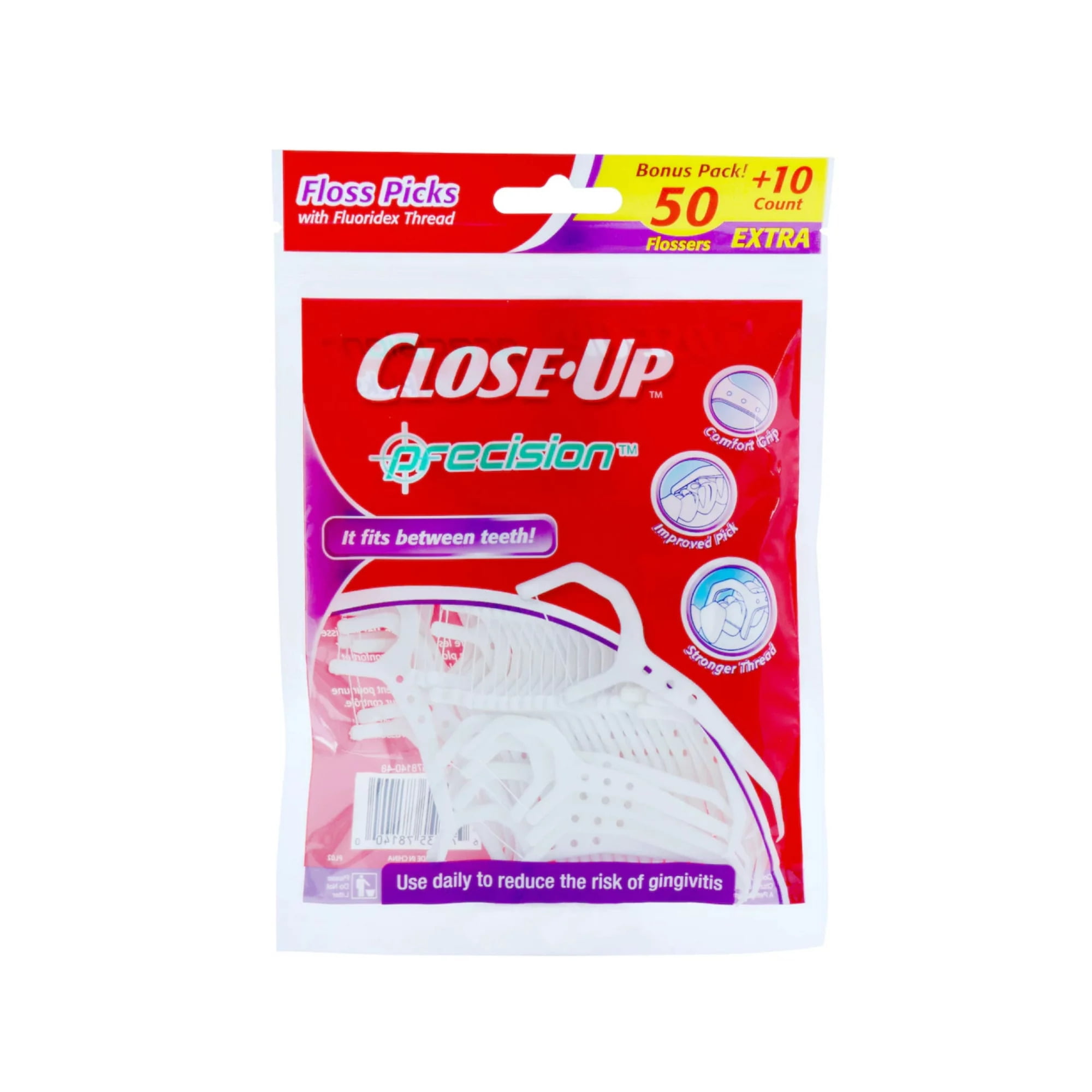 Closeup Precision Floss Picks, Anti Gingivitis, Fluoride Thread, 60 ...