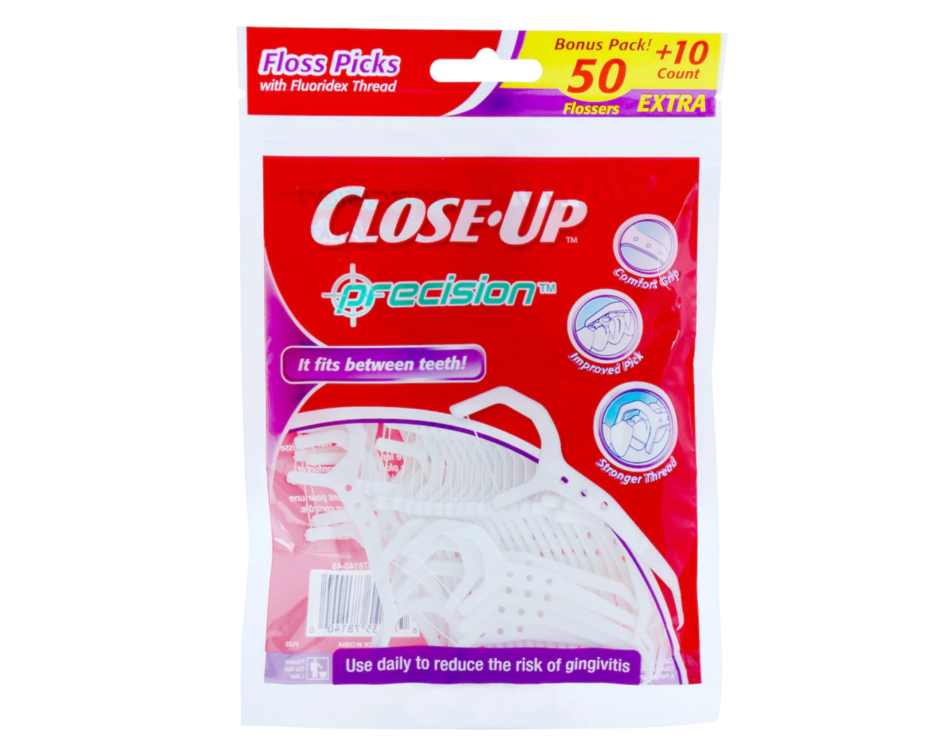 Close-Up Precision Floss Picks With Flouridex Thread, 60 Count ...