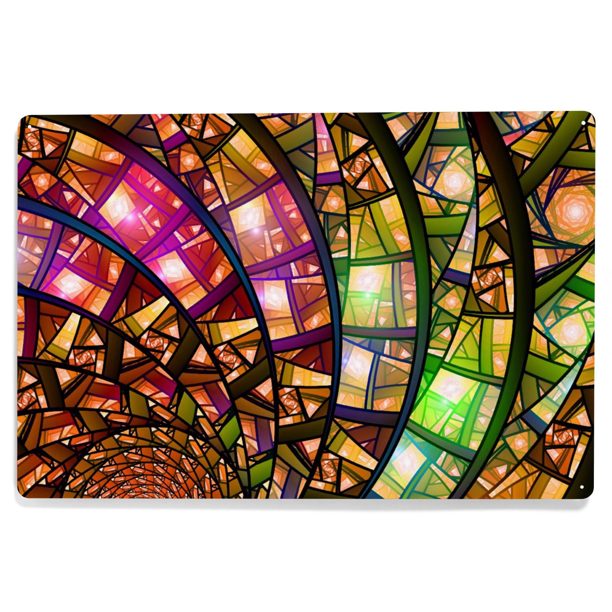 Close Up of Geometric Stained Glass with Sun Shining Through ...