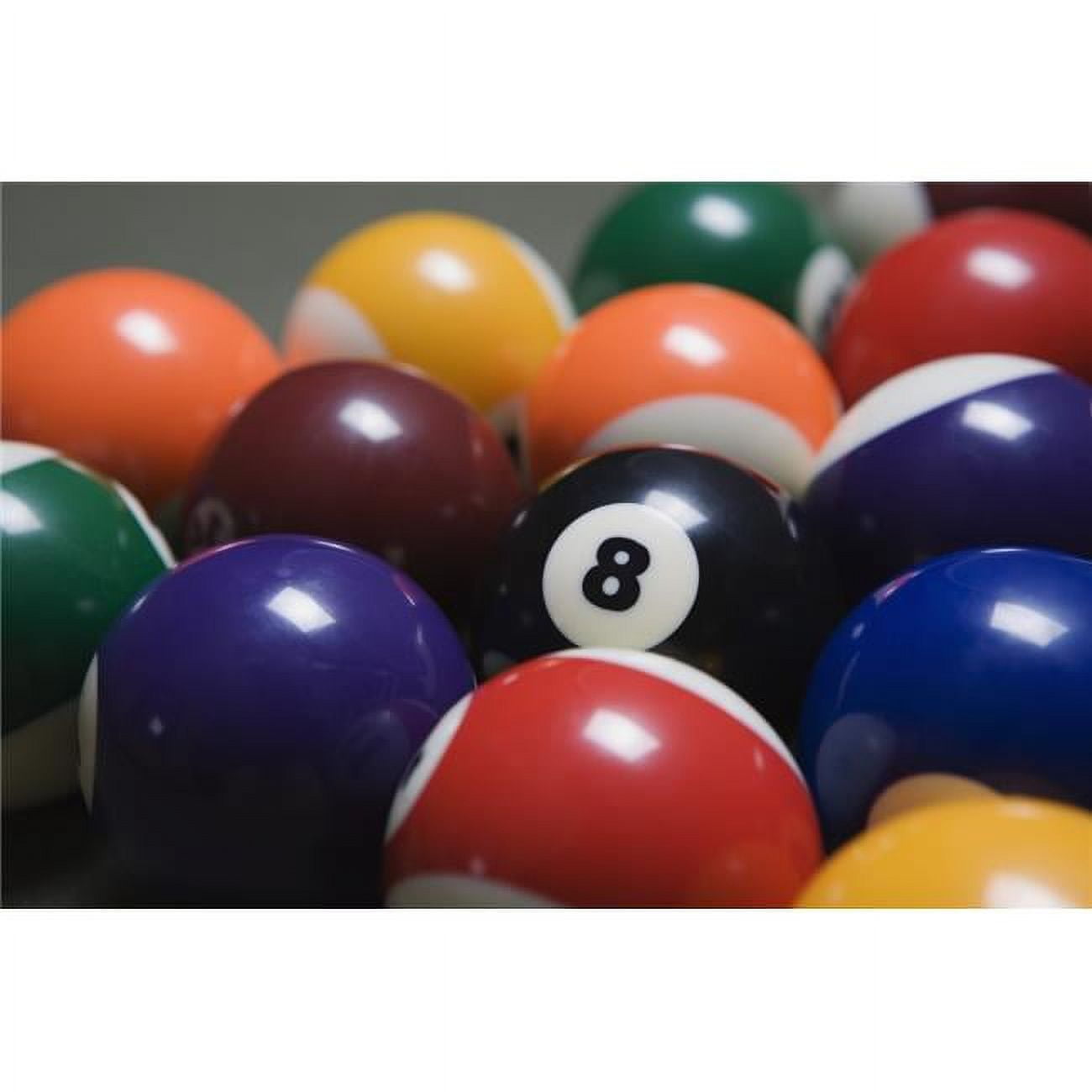 Close Up of Pool Balls Racked On A Billiard Table Focused On The Eight ...