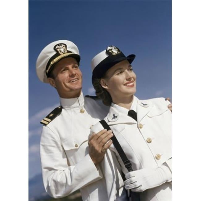 Close-Up of a Young Couple Smiling in US Naval Uniforms Poster Print ...