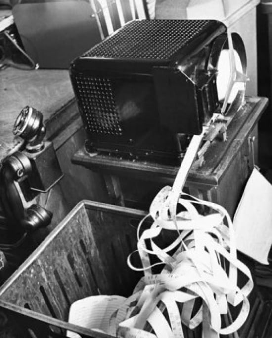 Close-up of a telegraph machine with ticker tape Poster Print (18 x 24 ...