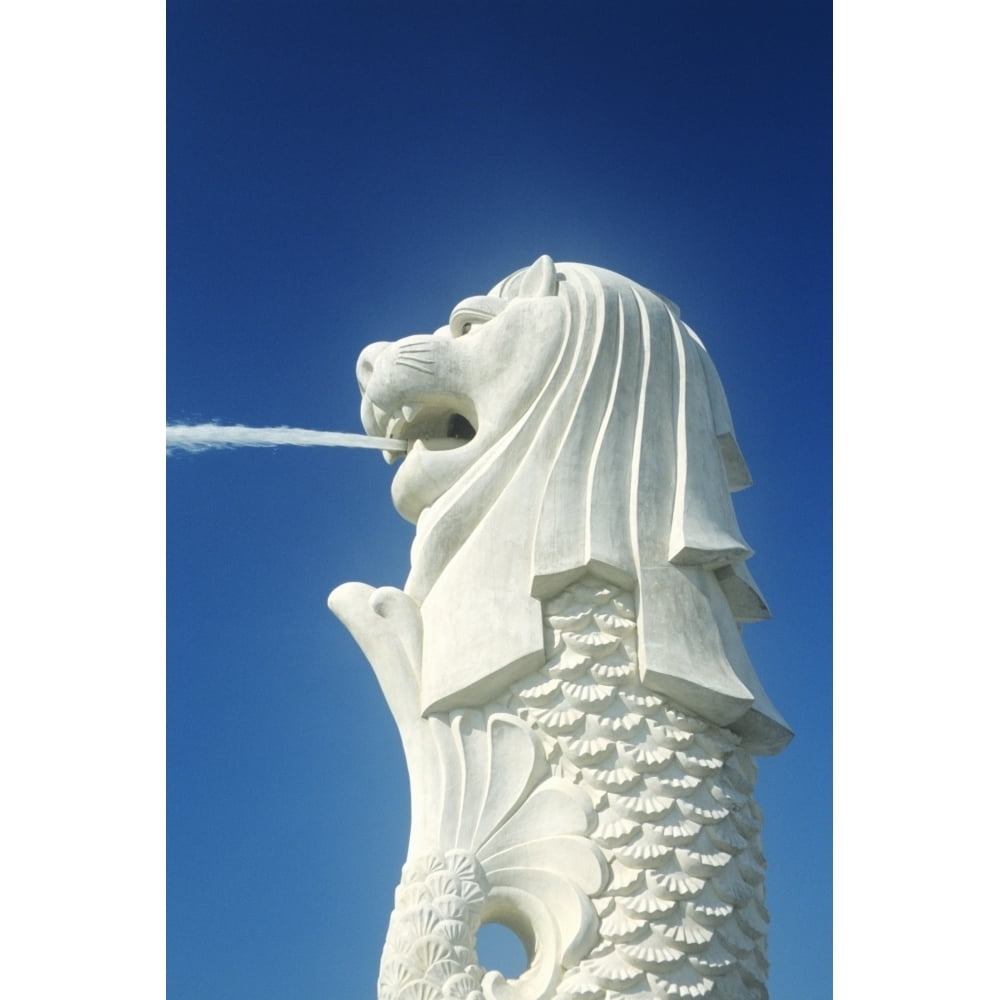 Close up of famous Merlion Fountain ; Singapore Poster Print - Walmart.com