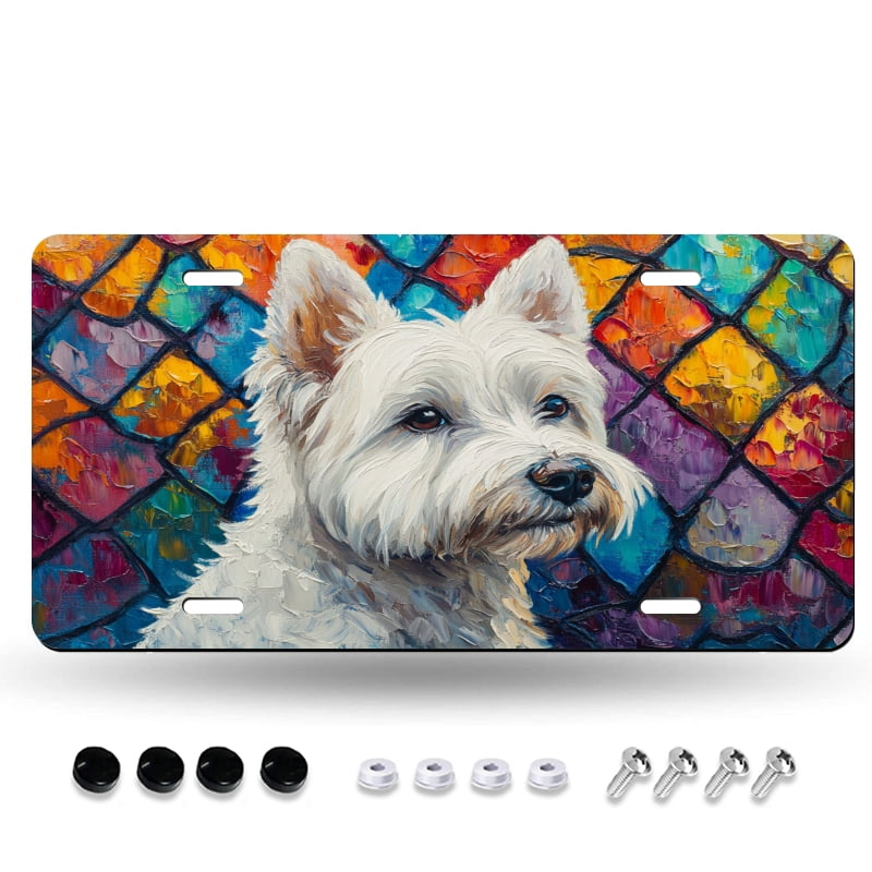 CloseUp Dog of Oil Painting License Plate Frame, Decorative Novelty ...