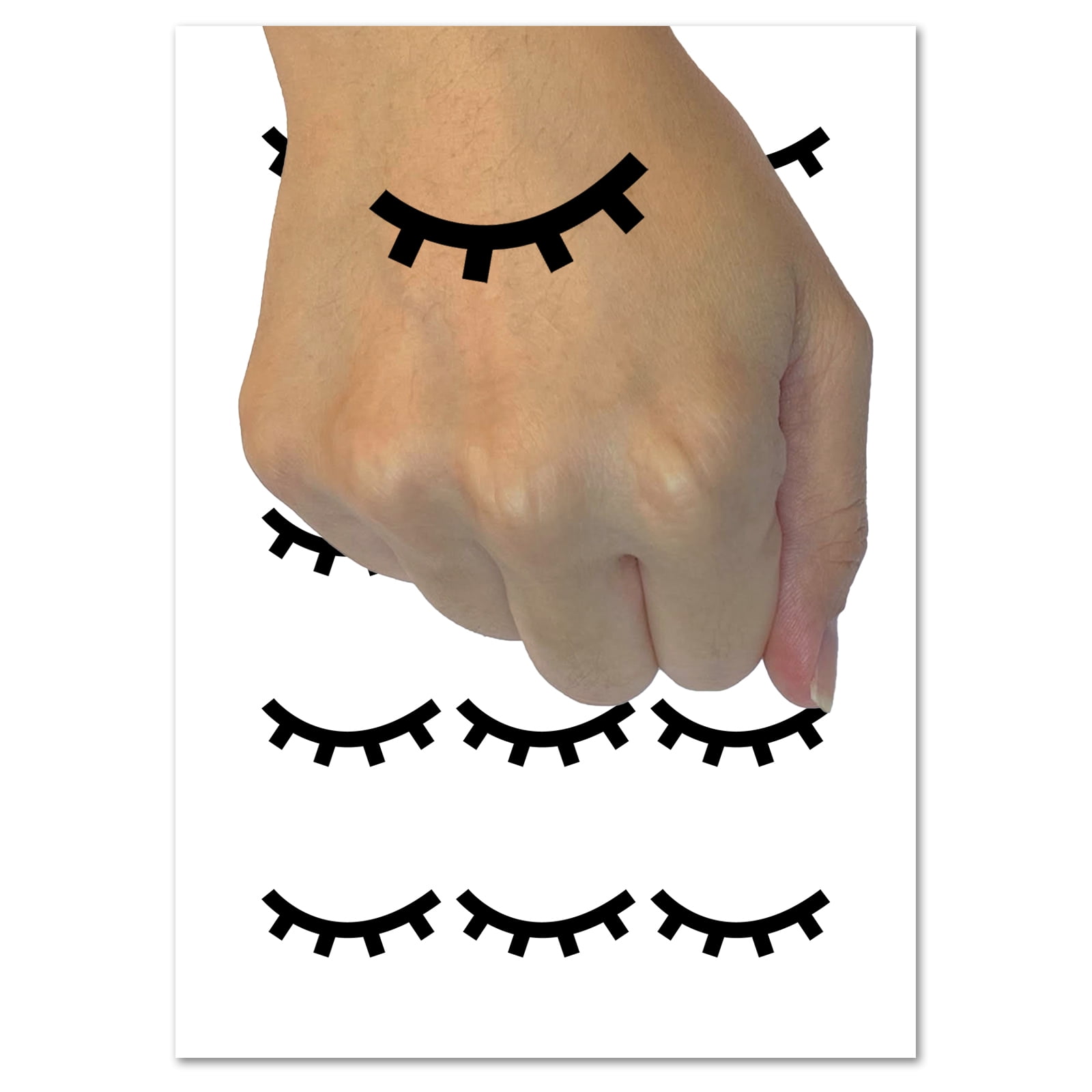 Closed Eye Sleeping Eyelashes Water Resistant Temporary Tattoo Set Fake ...