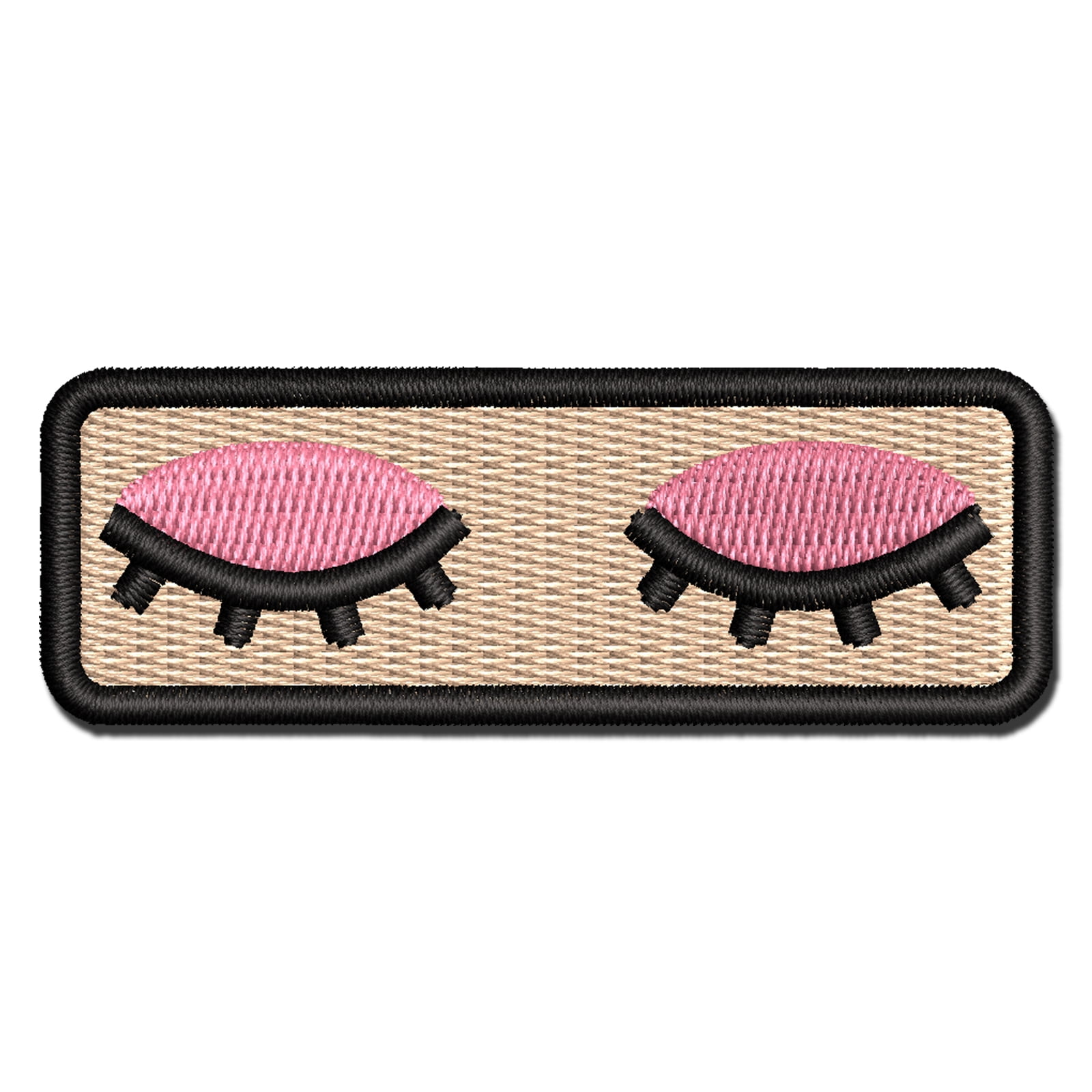 Closed Eyes Sleeping Eyelashes Pair Applique Multi-Color Embroidered ...