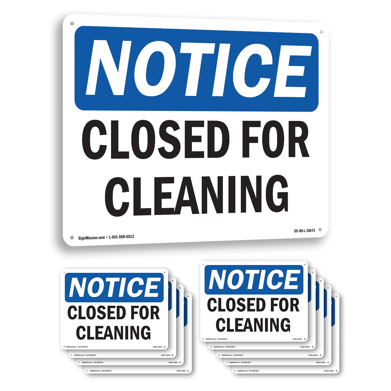 Closed For Cleaning OSHA Notice Rigid Plastic Sign 10 Inch x 7 Inch ...