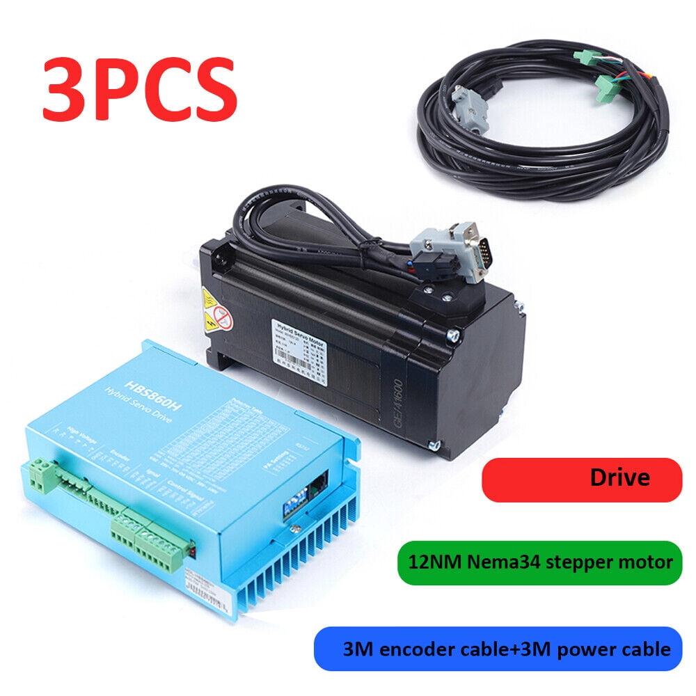Closed Loop Stepper Drive Kit 12NM 3Axis Nema34 Motor 86HBS120 AC20-80 ...