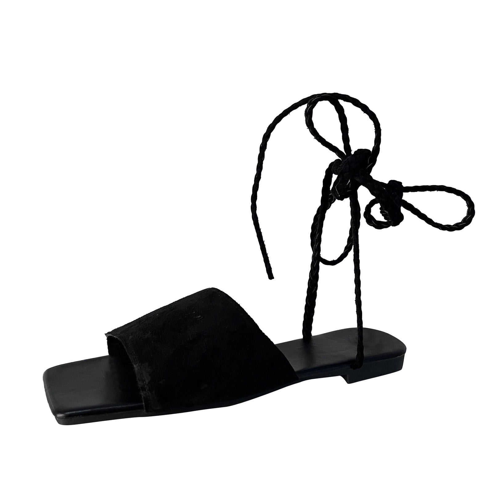 Closed Toe Sandals For Women Sandals Ladies Fashion Solid Color Suede Square Open Toe Ankle