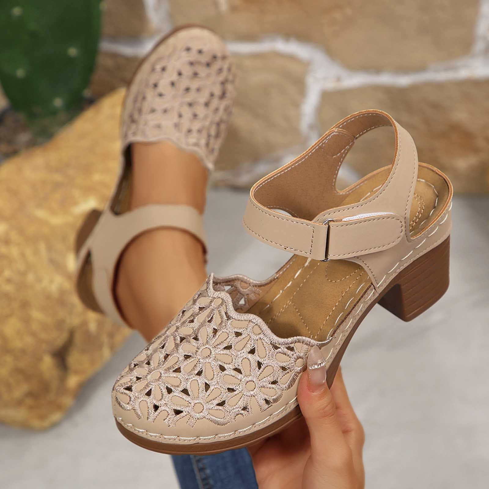 Closed Toe Sandals Women Block Heel Design Design Closed Toe Design ...