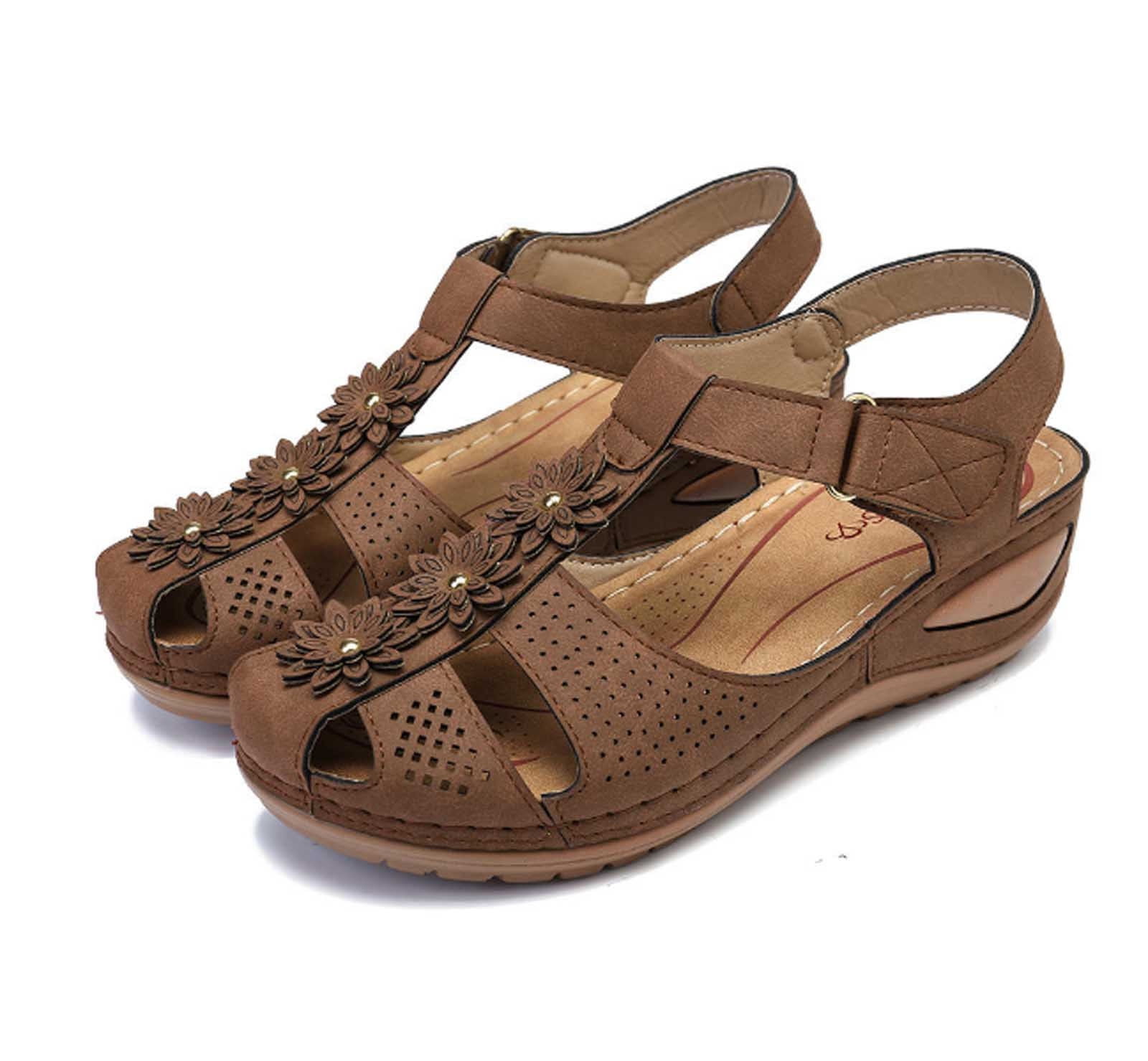 Closed Toe Sandals for Women Casual Summer Hollow Out Vintage Beach ...