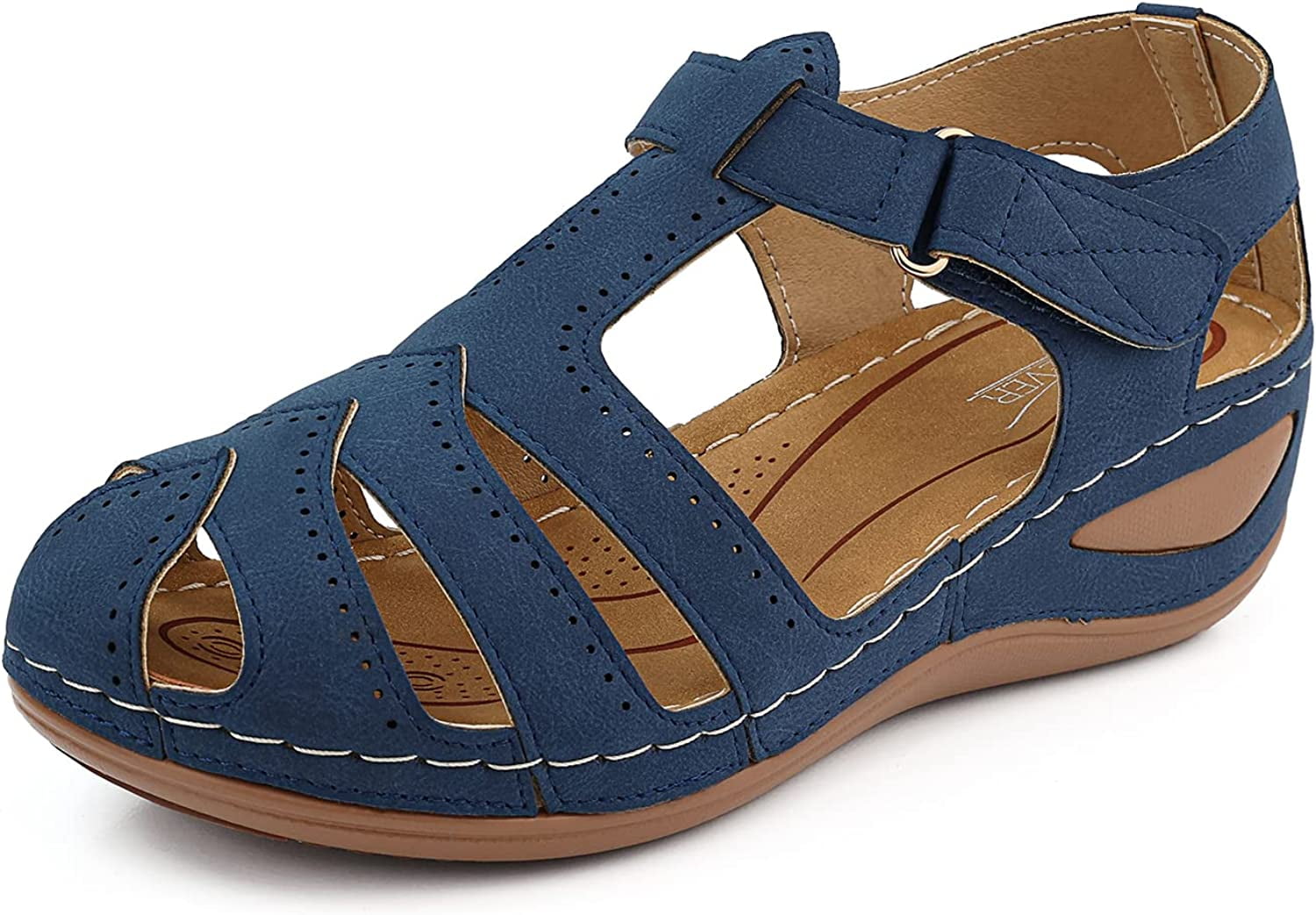 Closed Toe Sandals for Women Casual Summer Hollow Out Vintage Wedge ...