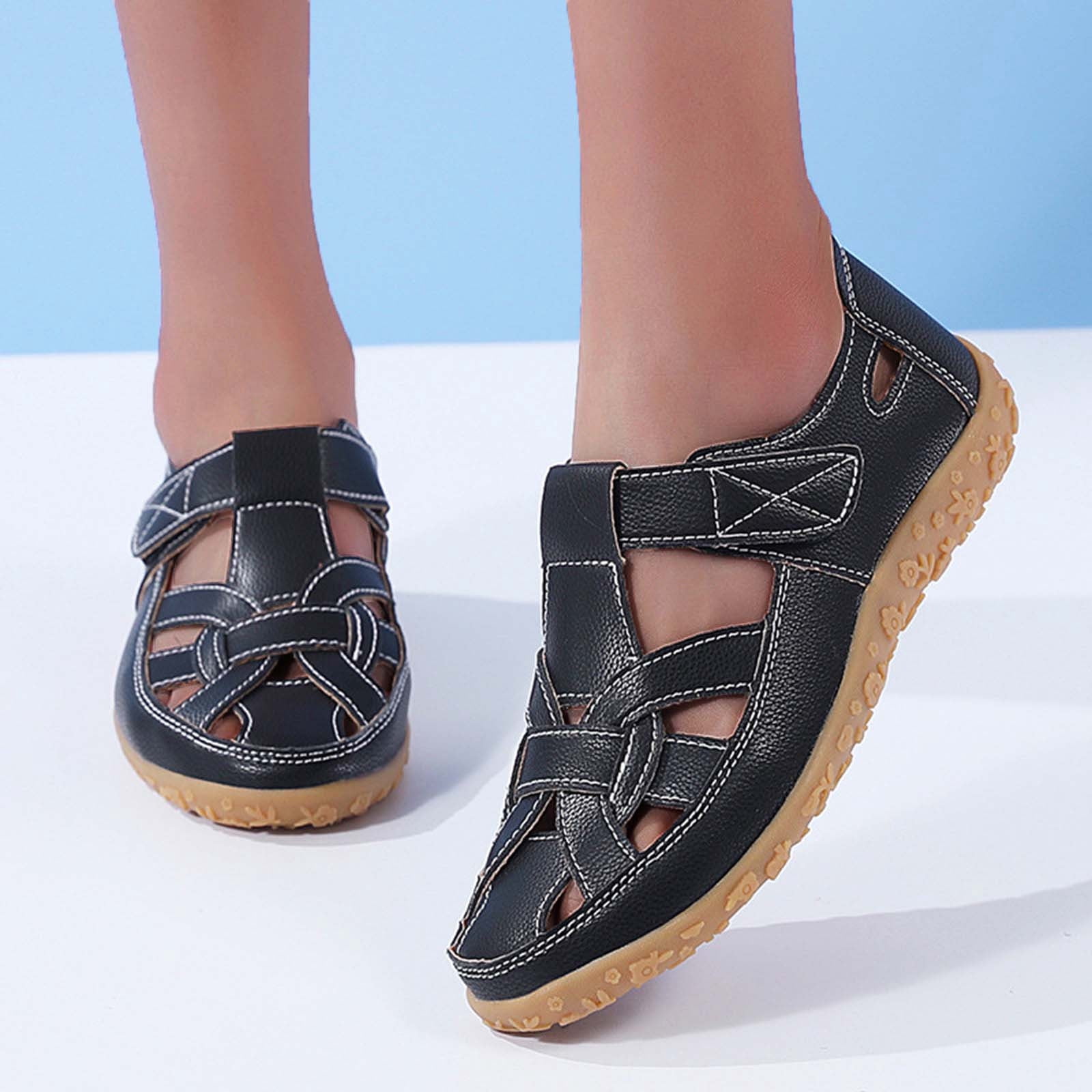 Closed Toe Summer Shoes for Women Dressy Comfy Beach Casual Peep Toe ...