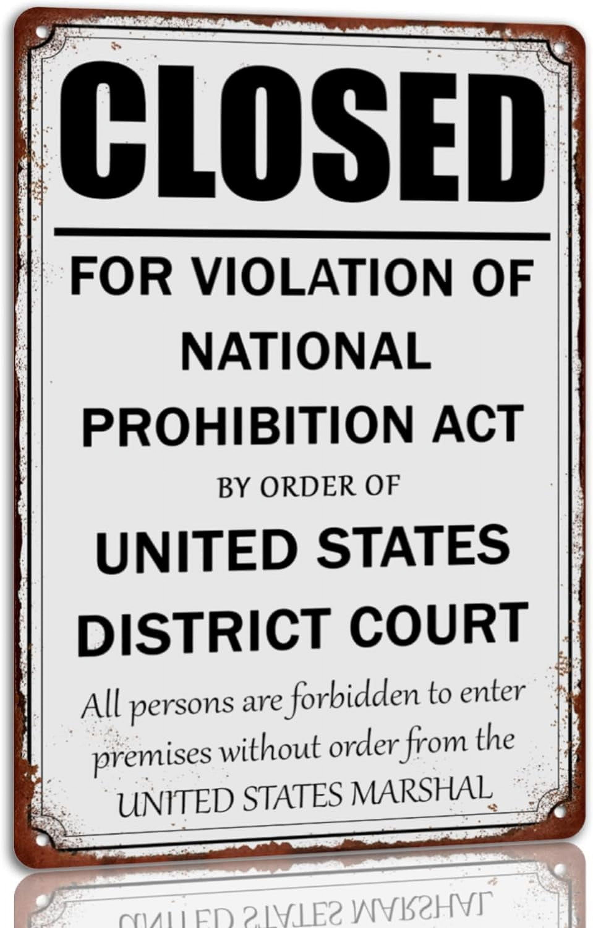 Closed For Violation National Prohibition Act By United States District ...