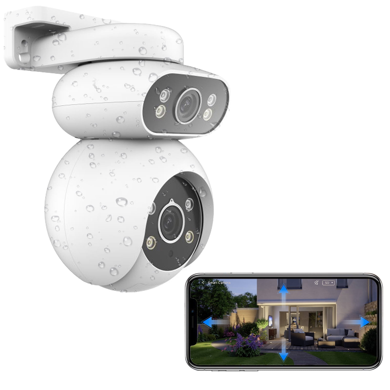 Closeli CF200 5MP Dual Lens PTZ WiFi Outdoor Surveillance Camera Home ...