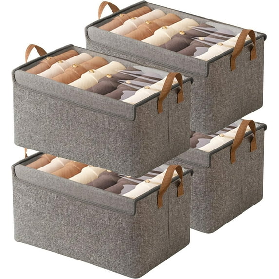 Closet Clothes Organizer Bins 4 Pc, Fabric Box Storage Shelf Bins ...