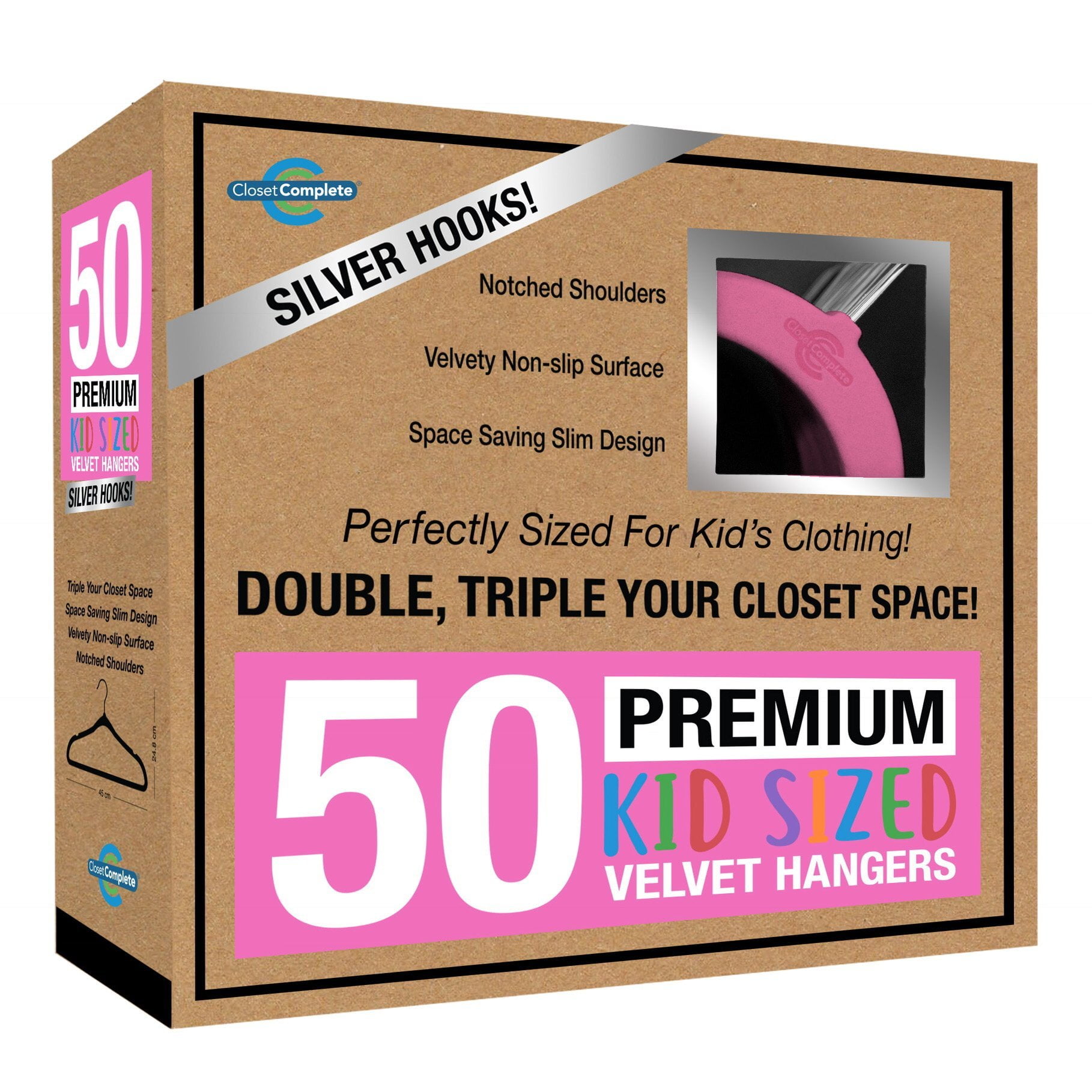 Closet Complete Kids Size, Premium Heavyweight, Virtually-UNBREAKABLE, Velvet Hangers Ultra-Thin ...