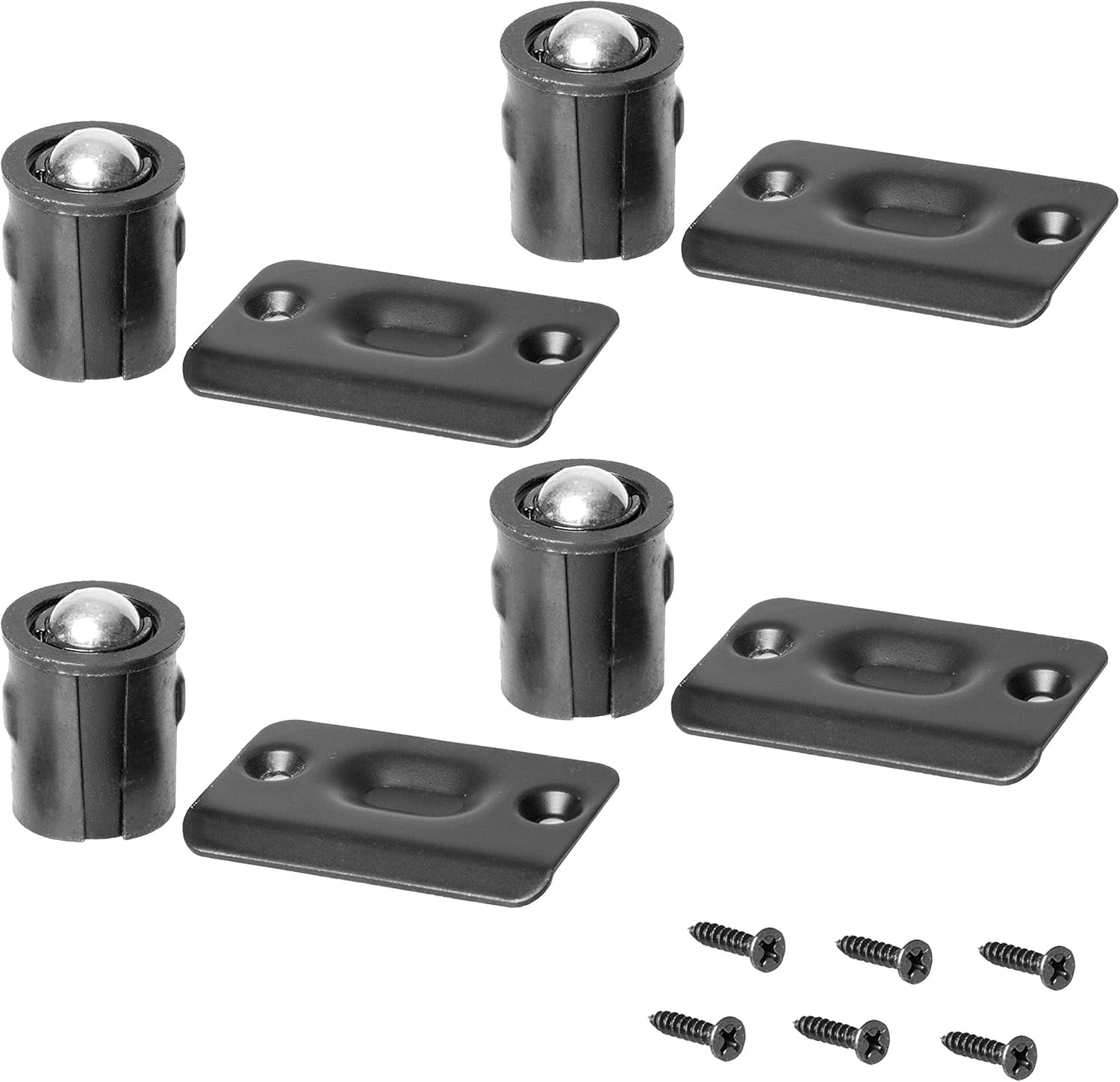 Closet Door Ball Catch Hardware, 4 Pack - Black Drive-in Ball Catch ...