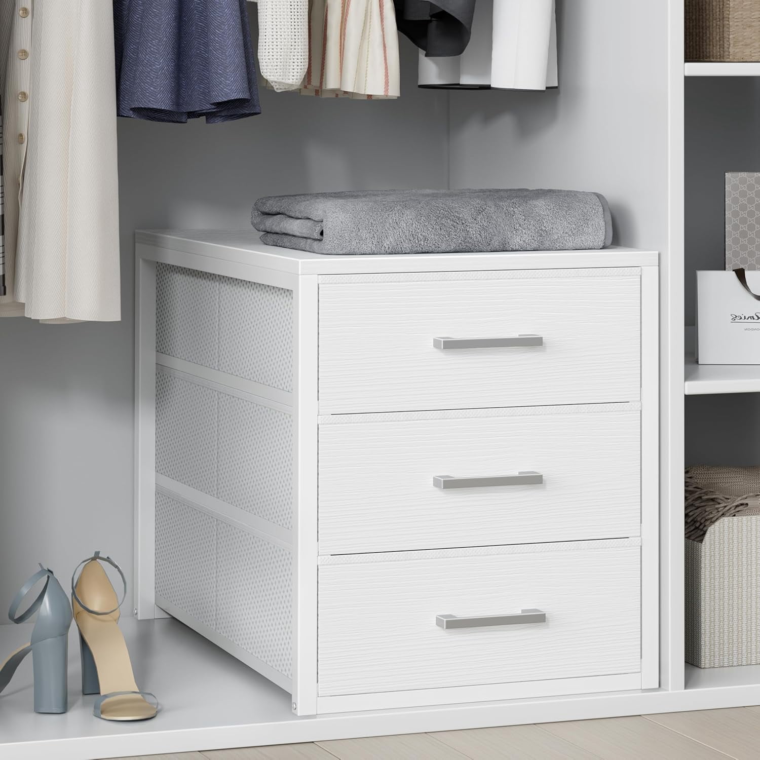 Closet Drawers White Fabric 3 Drawer Small Dresser for Closet ...