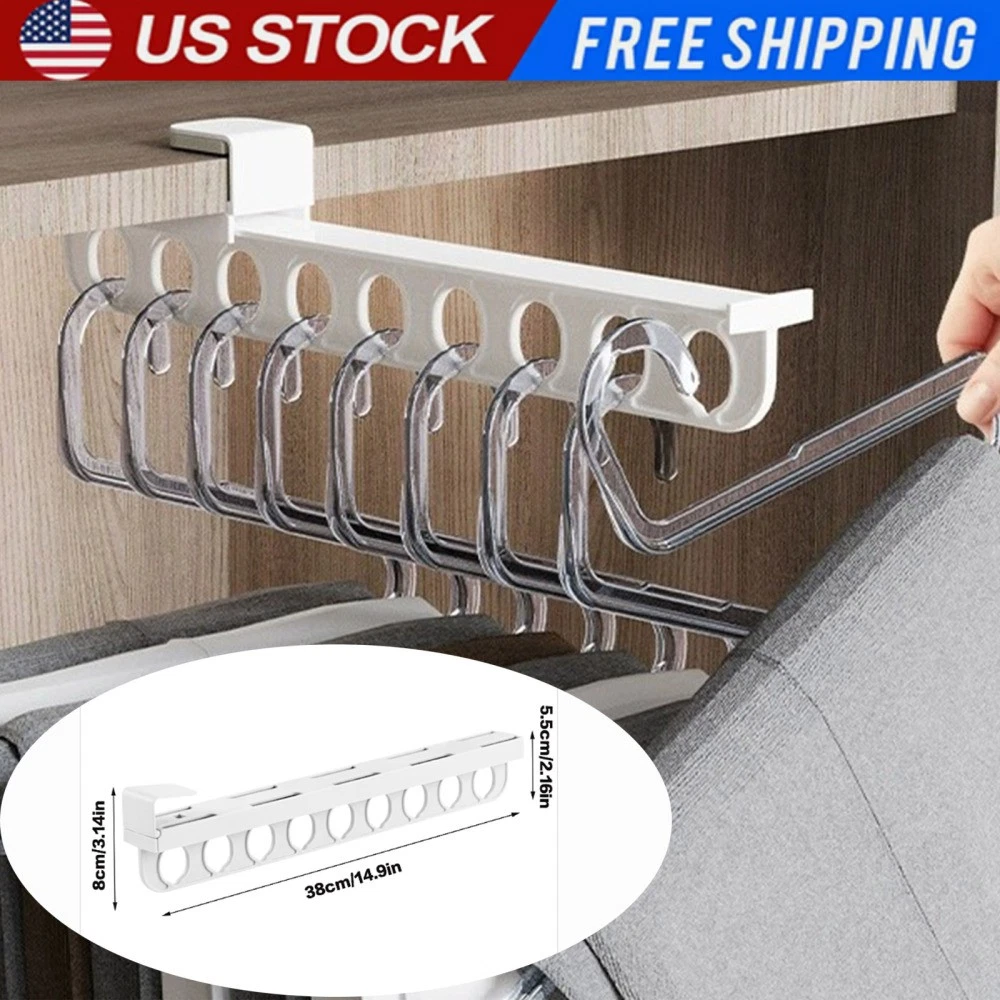 Closet Hanger Organizer Hook Space Save Hanging Clothes Rack Extendable ...
