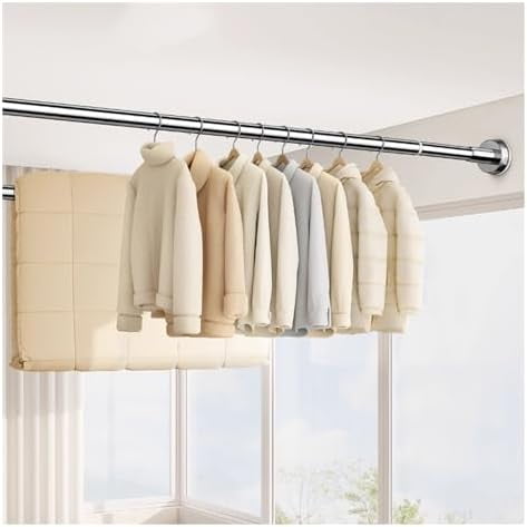 Closet Hanger Rod Adjustable for Clothes, Expandable Stainless Steels ...