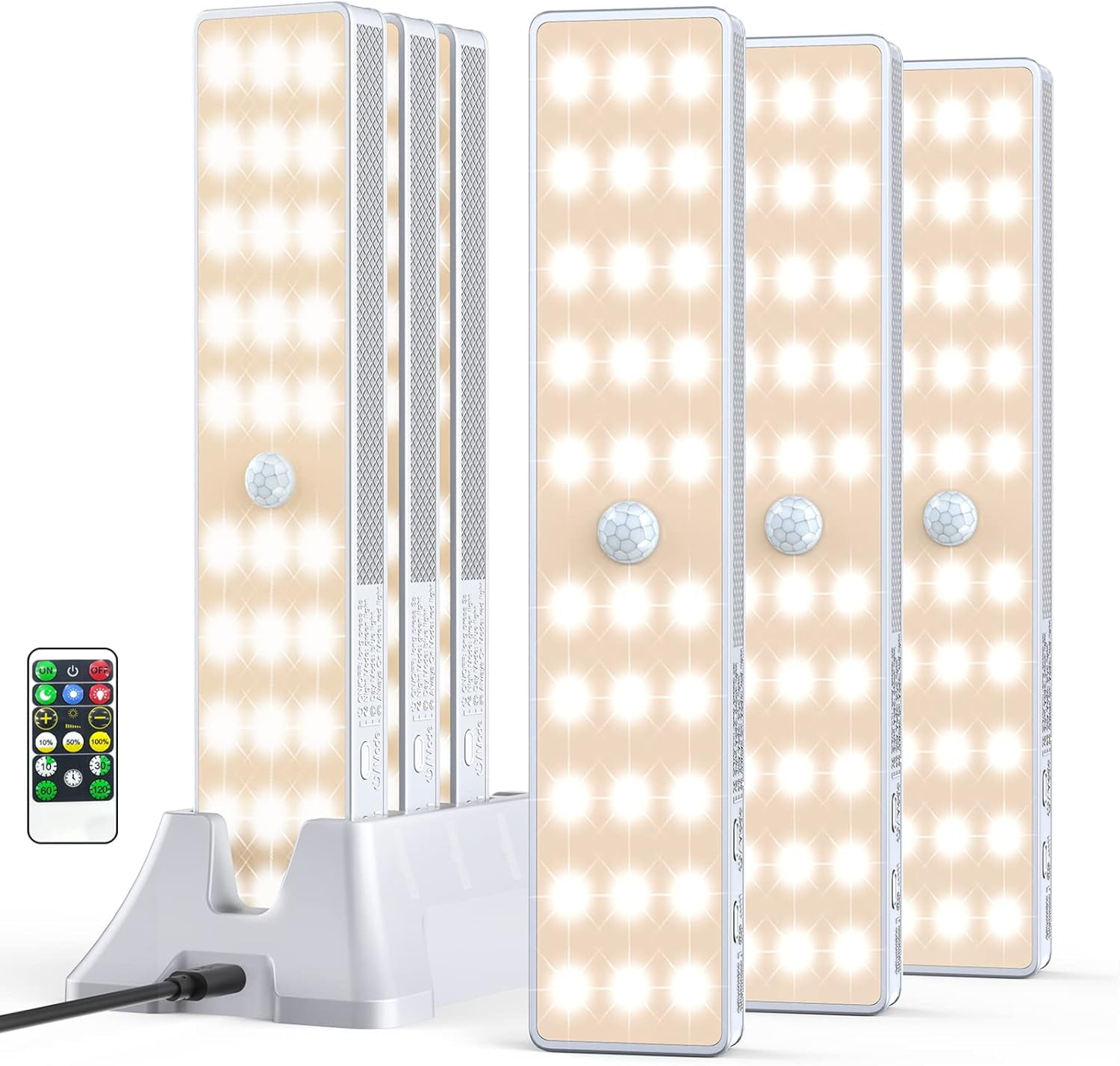 Closet Light with Station, 6 count 30LEDs Motion Sensor Under Cabinet ...