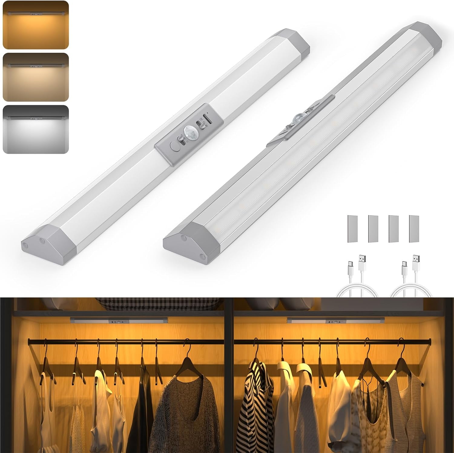 Closet Lights Motion Sensored with Eye-Protection, Wardrobe Lighting ...