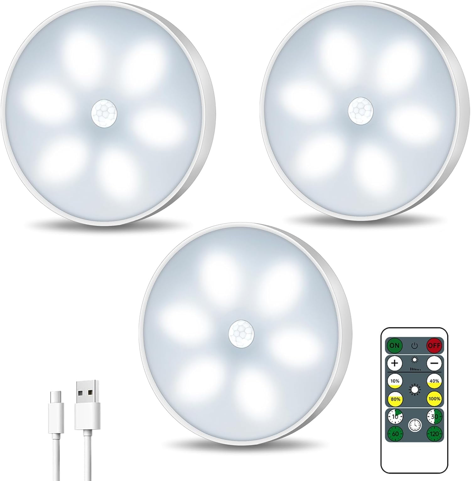 Closet Motion Sensor Step Lights, Operated Puck Lights, Dimmable Under ...