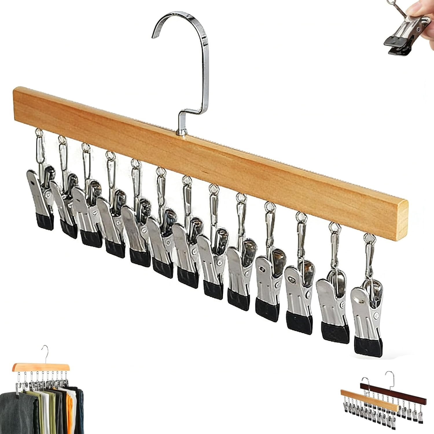Closet Organizer with 10/12 Clips - Space Saving Hanging Closet ...