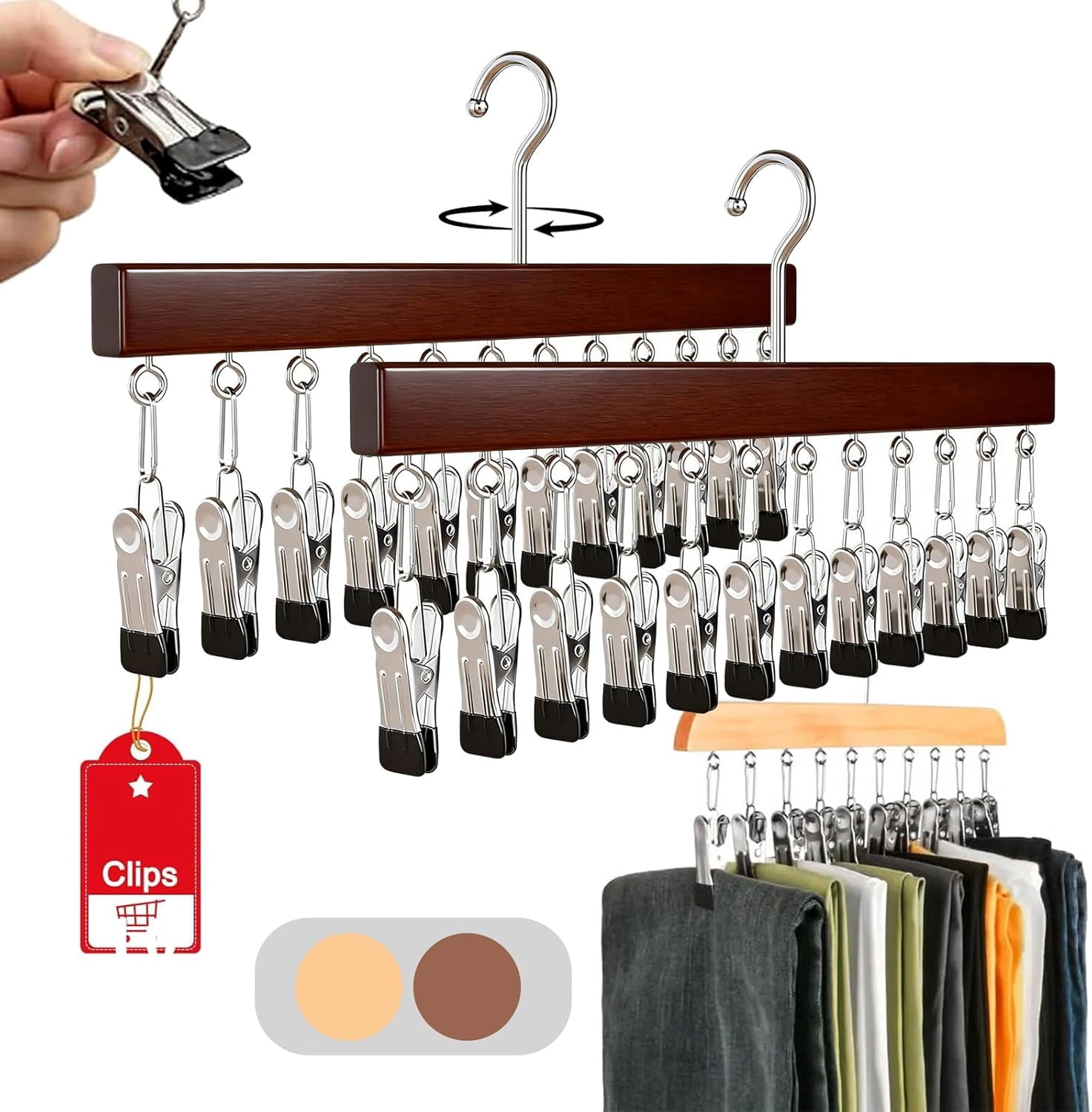Closet Organizer with 10 Clips - Space Saving Hanging Closet Organizer ...