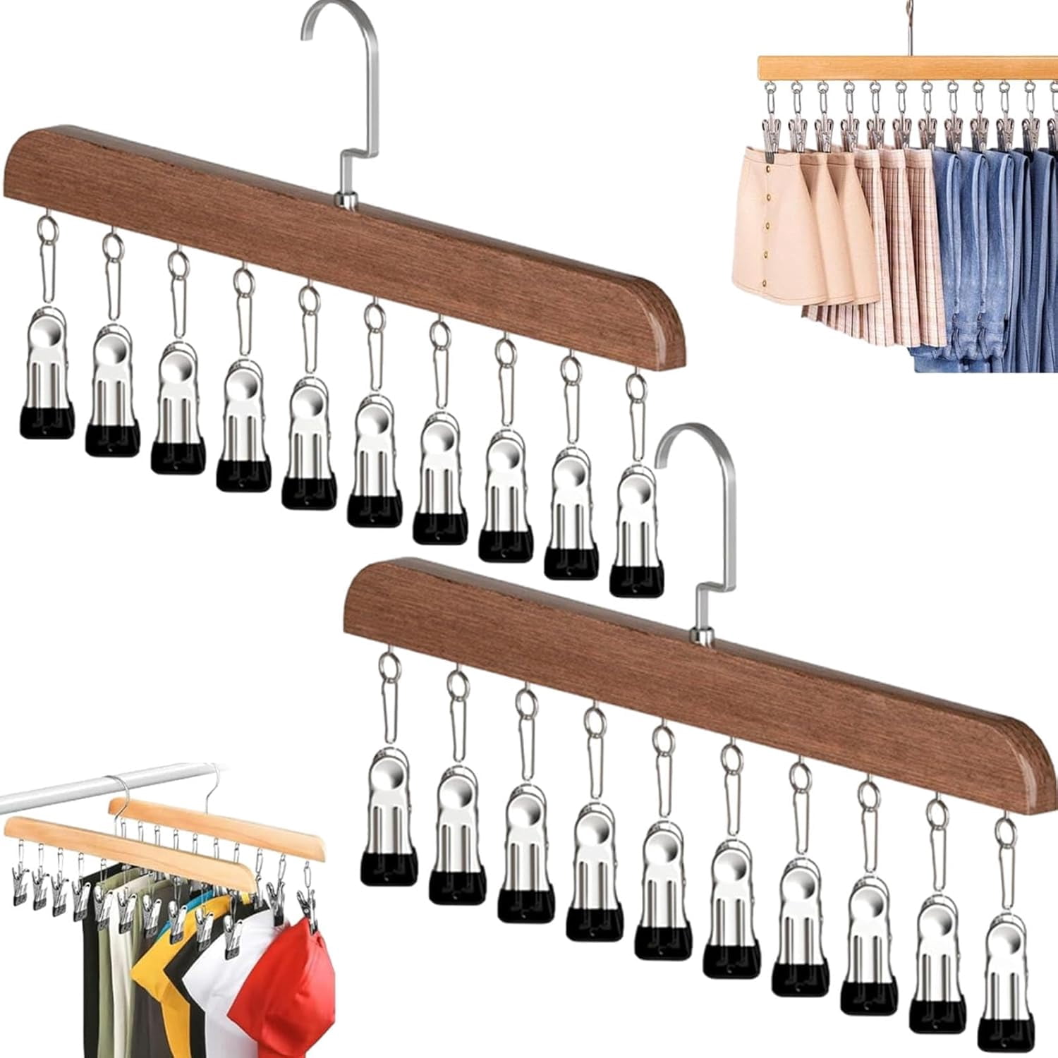 Closet Organizer with 10 Clips - Space Saving Hanging Closet Organizer ...