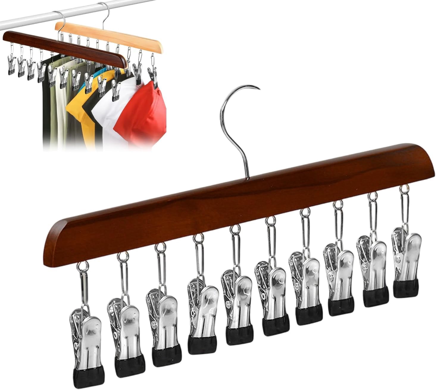 Closet Organizer with 10 Clips - Space Saving Hanging Closet Organizer ...