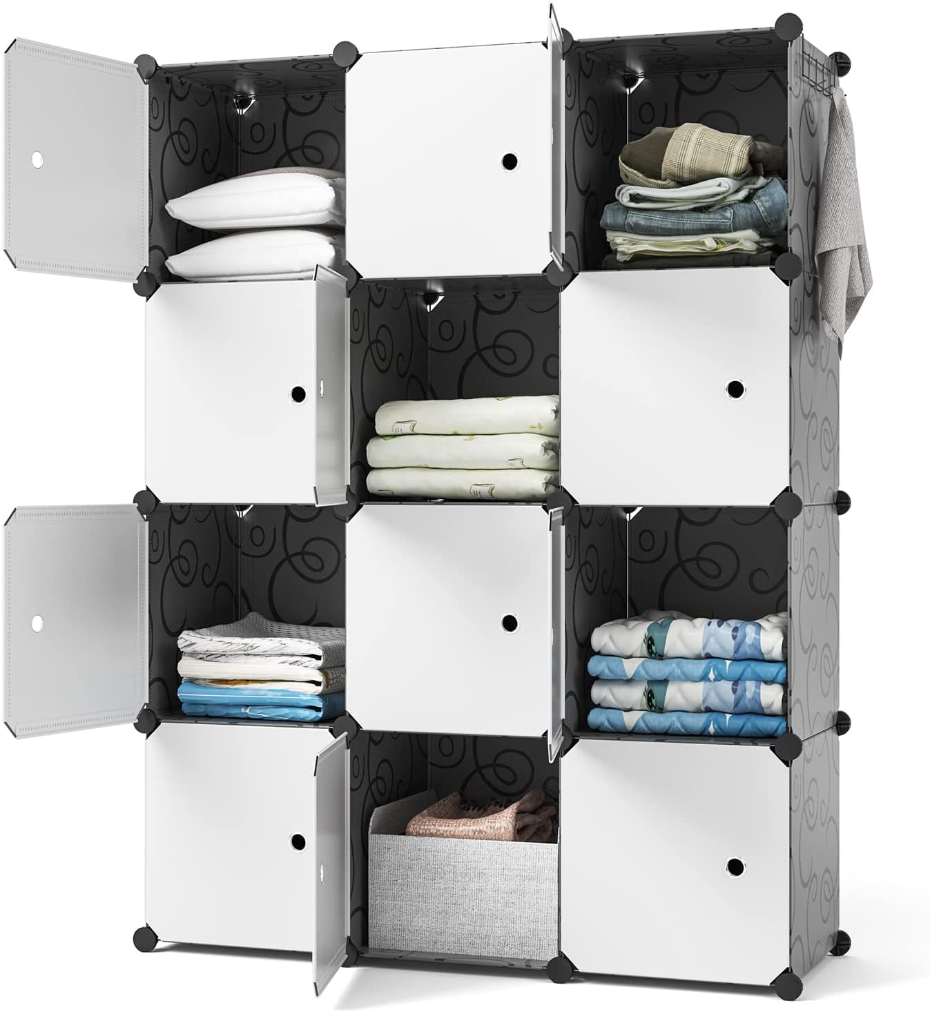 Closet Organizer,12-Cube Storage with Doors,Closet Organizers and ...