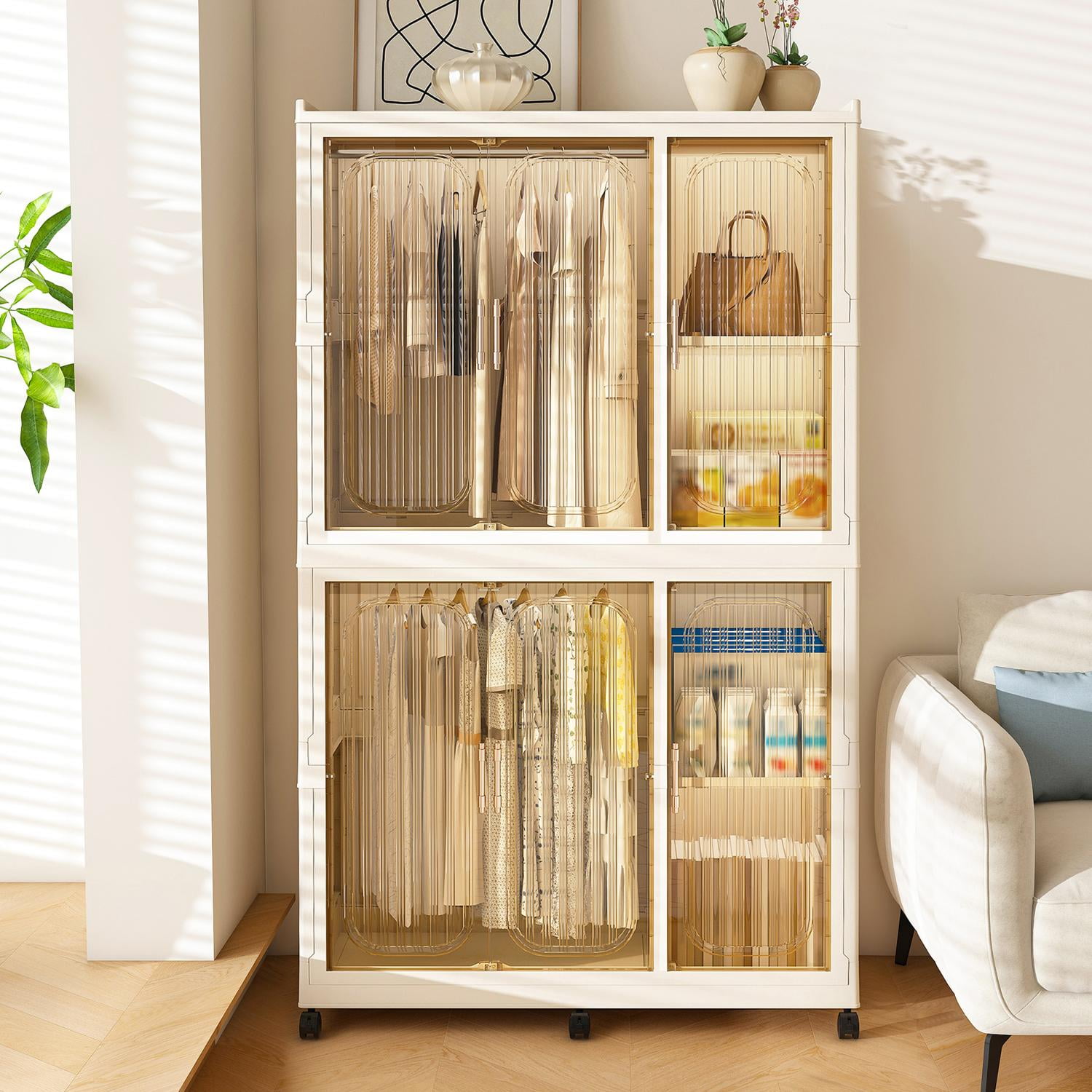 Closet Organizer with 6 Magnetic Doors, Features 6 Storage Cubes and 2 ...