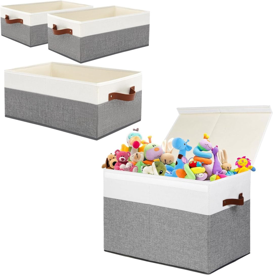 Closet Organizer Bins 3 Pack, Sturdy Toys Storage Chest Bin Organizer ...