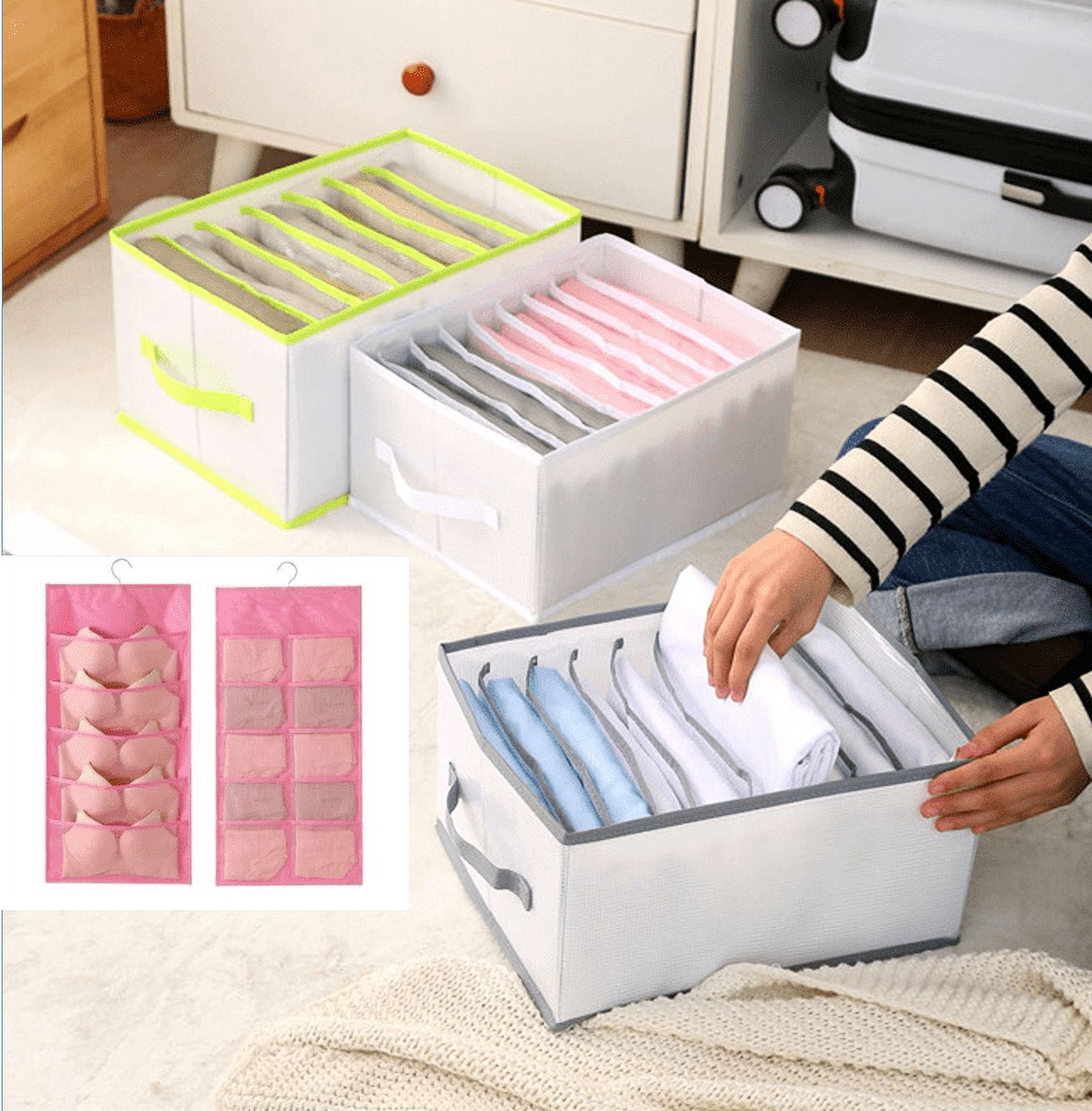 Closet Organizer and Clothes Storage Organizer with Handles for Jeans ...