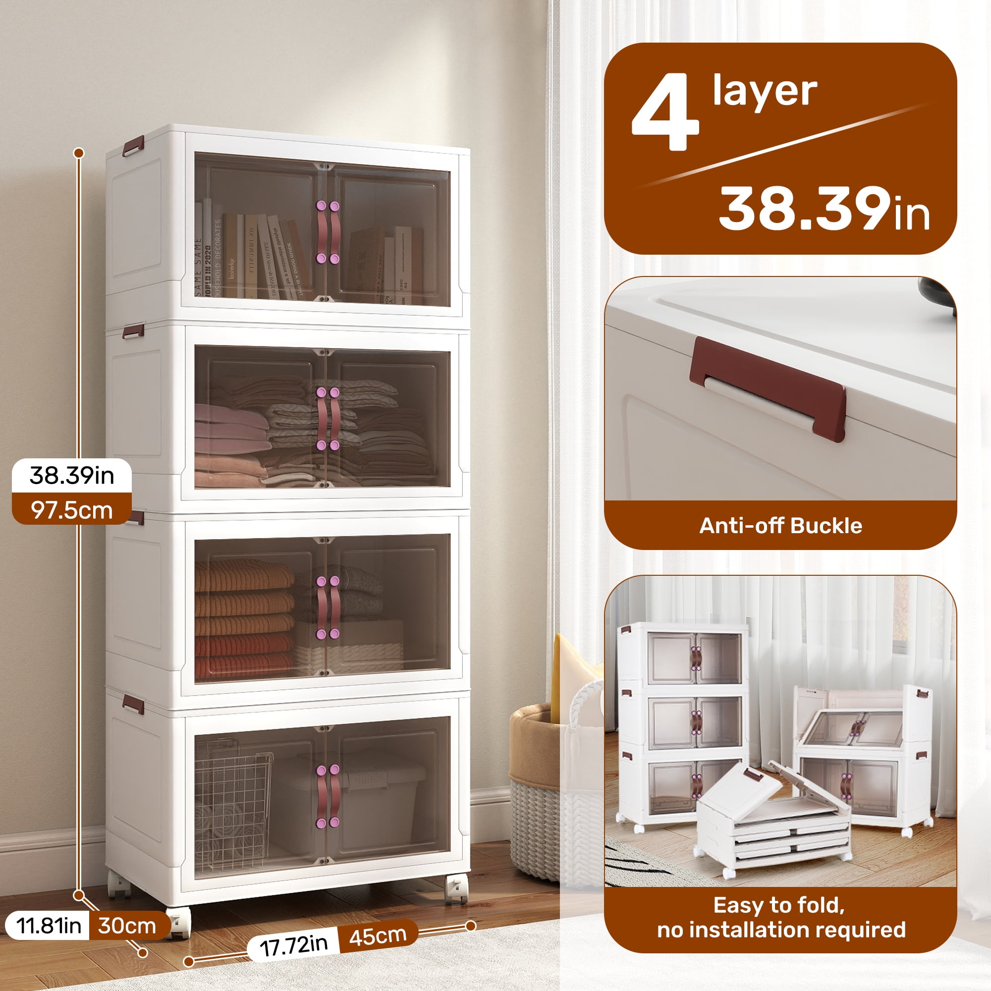 LOHASLY 4-Tier Modular Closet Storage Organizer - Snap-Together Design ...