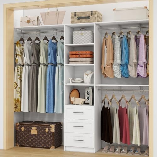 Closet Organizer System with Drawers, 8FT Closet Shelving System 96 ...