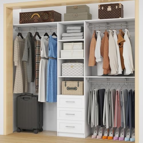 Closet Organizer System with Drawers, 8FT Corner Closet Shelving System ...